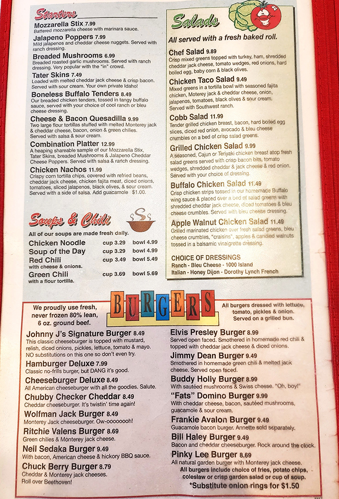 The menu reads like a rock 'n' roll hall of fame, with burgers named after legends who'd surely approve of these delicious tributes.