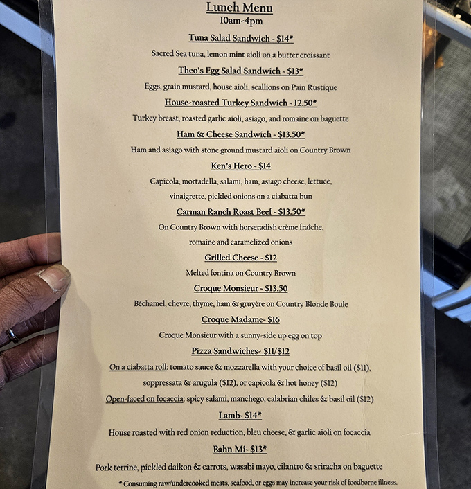 The lunch menu reads like poetry for the hungry. Each sandwich description is a haiku of flavor possibilities that makes "grab a quick bite" sound like amateur hour.