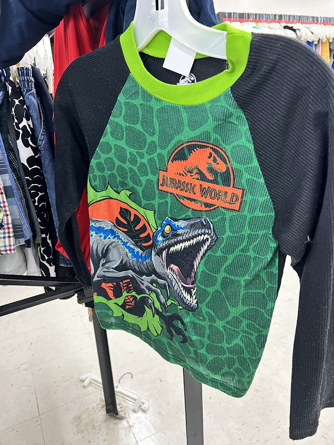 Today's dinosaur enthusiast is tomorrow's paleontologist. This Jurassic World shirt awaits a kid who'll roar with delight at finding prehistoric fashion for pocket change.