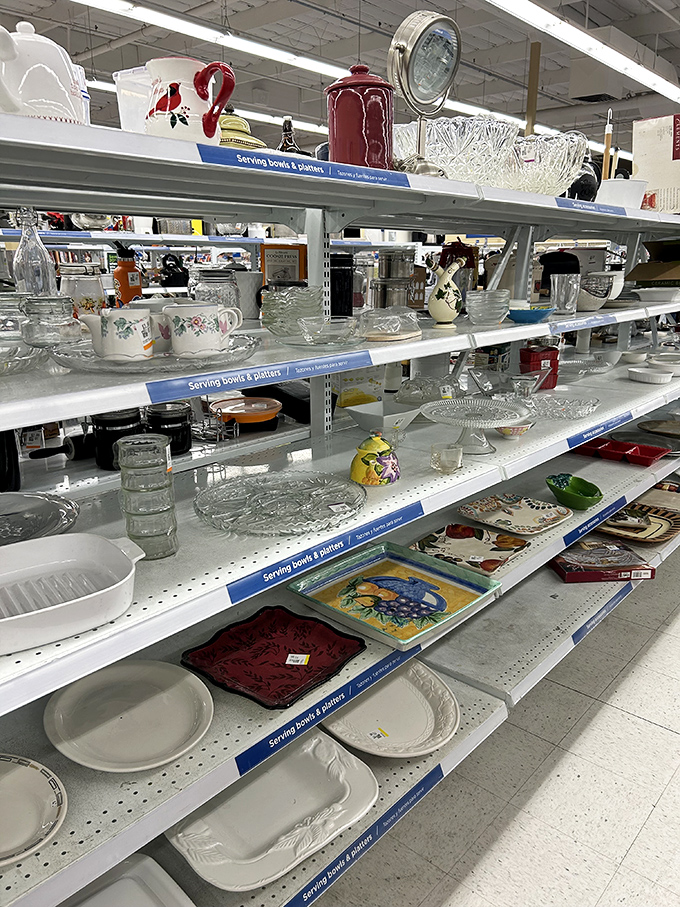 Crystal bowls, vintage teacups, and decorative plates&mdash;each shelf tells the story of dinner parties past and the ones you're about to host.