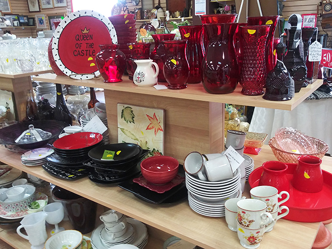 Ruby red glassware that could make even water look fancy at your next dinner party.