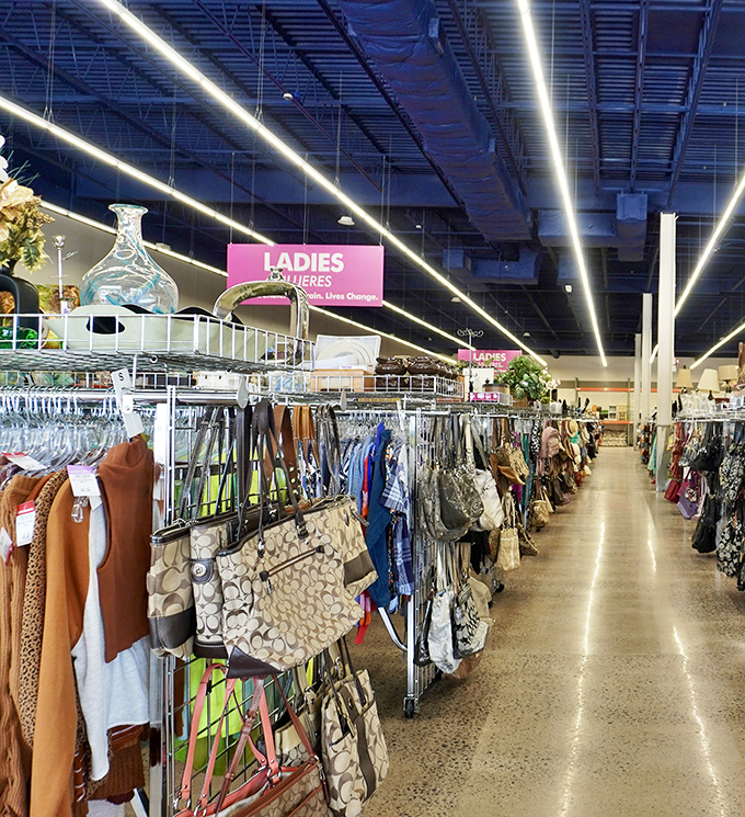 The ladies' section sprawls out with such impressive variety that even Marie Kondo would need a strategic shopping plan.
