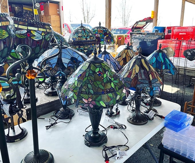 These aren't your grandmother's lamps—unless your grandmother had impeccable taste in Tiffany-style stained glass that transforms ordinary light into kaleidoscopic magic.