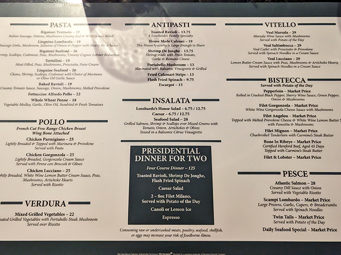 The menu reads like a love letter to Italian cuisine, with each section promising delicious adventures. Decision paralysis has never been so delightful.