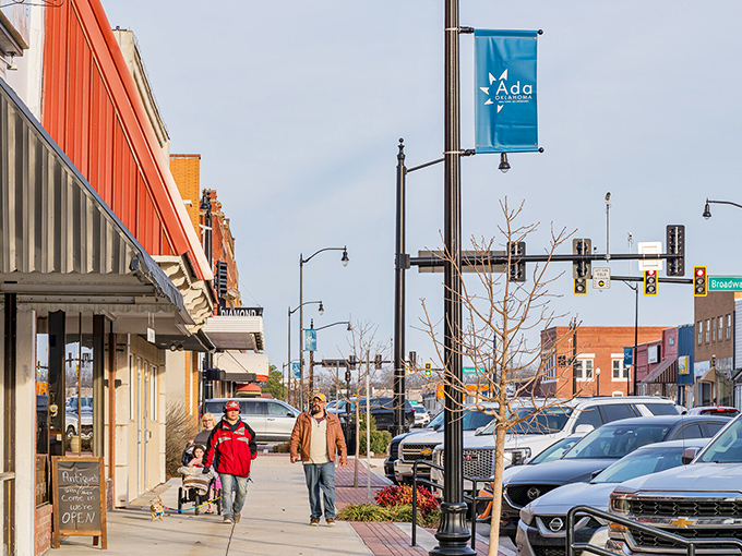Wide sidewalks and blue sky days make downtown strolling in Ada feel like a throwback to simpler, more affordable times.