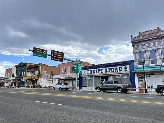 The directional signs say it all: adventure in every direction. Bryce Canyon, Panguitch Lake, or just a leisurely stroll down Main Street?