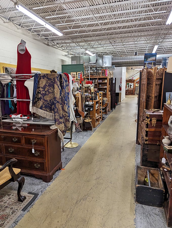 Victorian elegance meets mid-century cool in this corridor of curated chaos. Every aisle promises a different decade's delights.