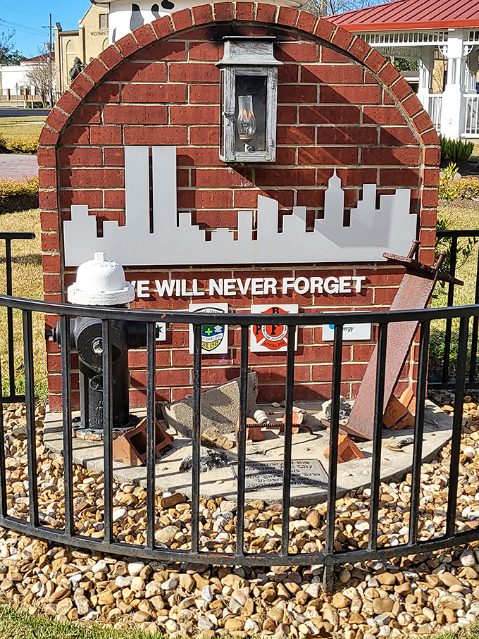 A touching memorial reminds us that firefighters are the real heroes, not just their oversized equipment.