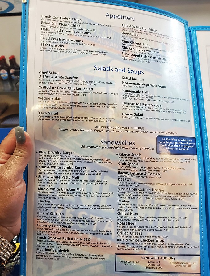 This menu isn't trying to impress with fancy terminology&mdash;it's promising honest-to-goodness Southern cooking that your grandmother would approve of.