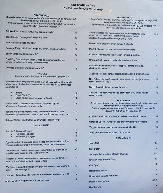 This menu reads like a love letter to classic American breakfast, with prices that won't break the bank.