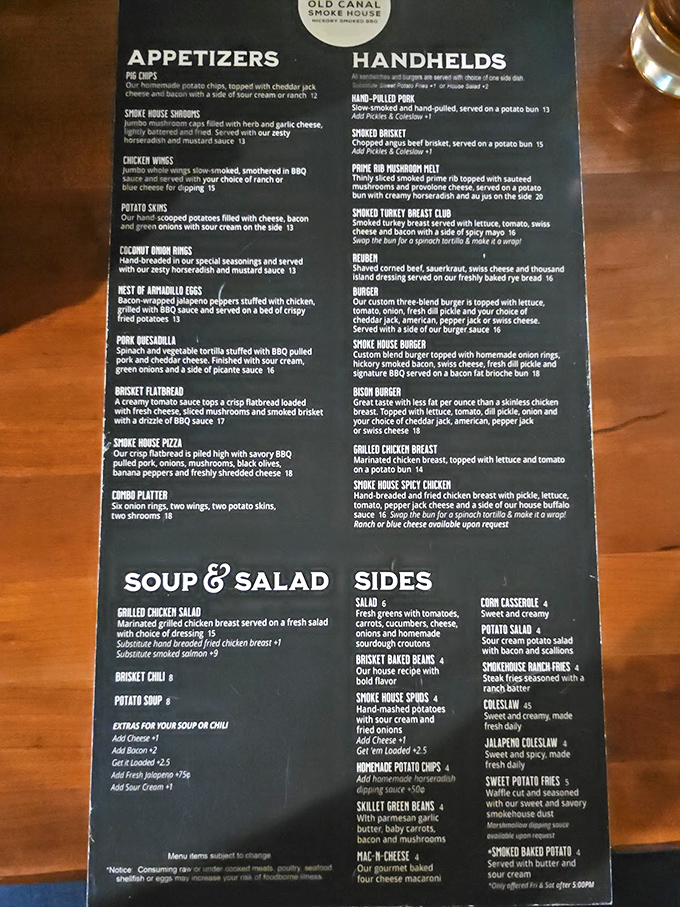 This menu isn't just reading material&mdash;it's a roadmap to flavor town with stops at Smoky Boulevard and Delicious Drive.