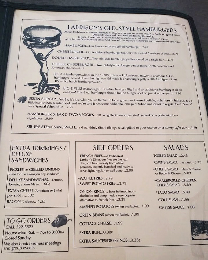 This menu isn't just food options&mdash;it's a historical document of American diner culture, complete with illustrations worthy of framing.