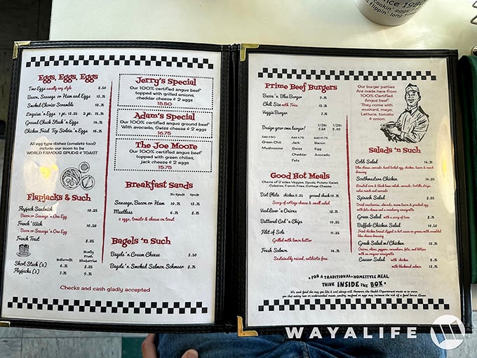 The menu reads like a love letter to breakfast classics. No molecular gastronomy here, just the promise of eggs done right.