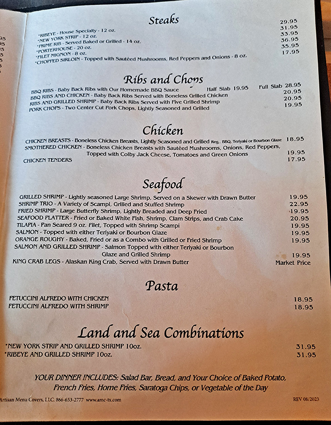 A menu that doesn't need fancy fonts or pretentious descriptions&mdash;just straightforward promises of carnivorous delight that have kept locals coming back for decades.