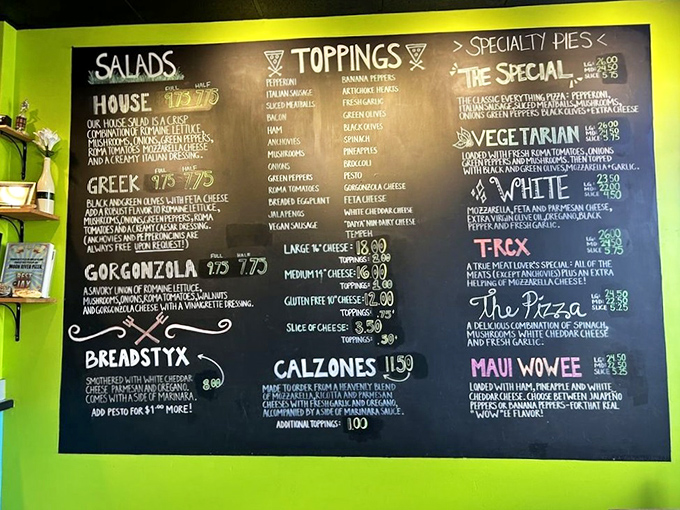 This chalkboard menu isn't just information—it's a roadmap to happiness, with each colorful entry promising a different delicious adventure.