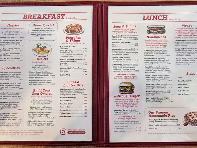 A menu that doesn't need fancy fonts or pretentious descriptions&mdash;just honest food that makes decisions harder than choosing which hiking trail to tackle after breakfast.