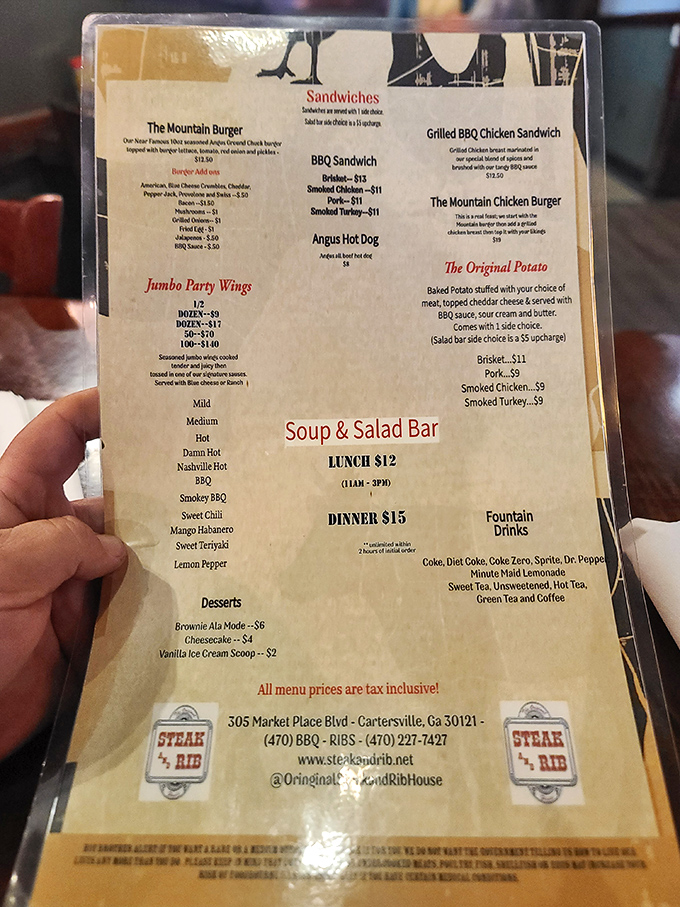 This menu isn't just a list of food&mdash;it's a roadmap to happiness. Notice how "Jumbo Party Wings" gets its own special section? That's no accident.