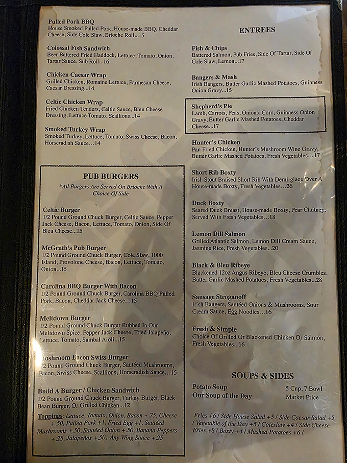 A menu that reads like a love letter to comfort food. The only difficult decision at McGrath's is choosing just one thing.