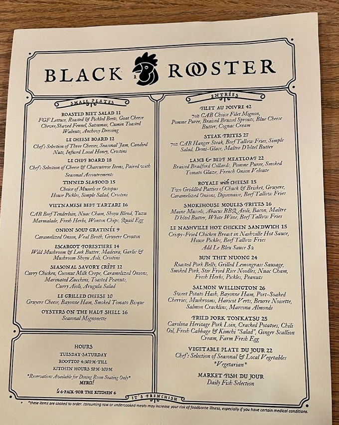 This isn't just a menu&mdash;it's a passport to flavor country. From escargot to steak frites, each item tells a delicious story.