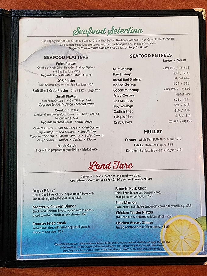 The menu reads like a love letter to the Gulf&mdash;multiple ways to enjoy the ocean's bounty without pretense or unnecessary flourishes.