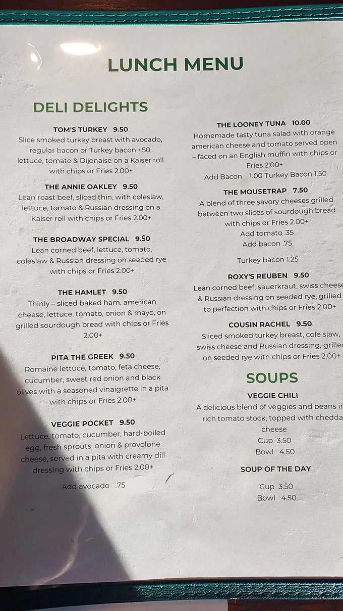 A menu that reads like poetry to the hungry soul&mdash;each sandwich named with theatrical flair worthy of Broadway itself.