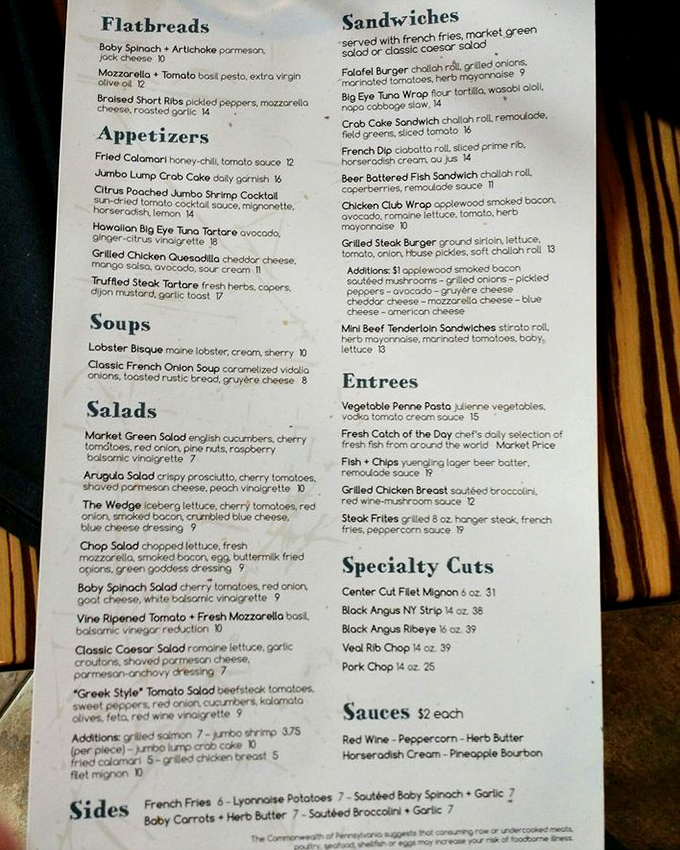 A menu that reads like a love letter to classic American cuisine, with each description promising a delicious story to unfold.