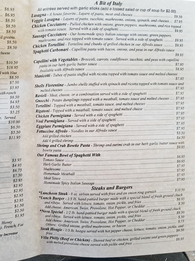 A menu that reads like a love letter to Italian cuisine. Each dish promises comfort wrapped in pasta and sealed with sauce.