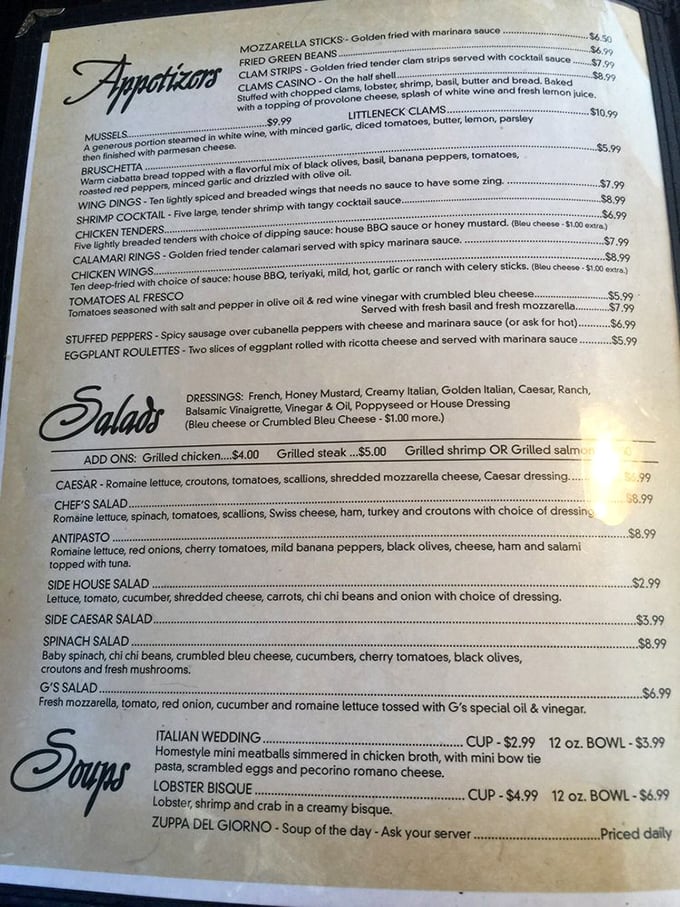This menu reads like a love letter to Italian cuisine. Each appetizer promises a different path to happiness.