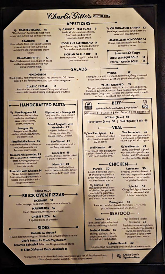 This menu isn't just a list of dishes&mdash;it's a roadmap to happiness. Each item promises a different journey through Italian culinary traditions.