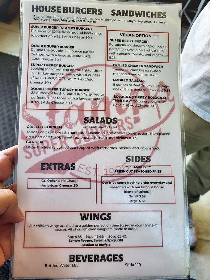 A menu that cuts straight to the chase – when you're serving burgers this legendary, you don't need fancy descriptions or trendy food buzzwords.