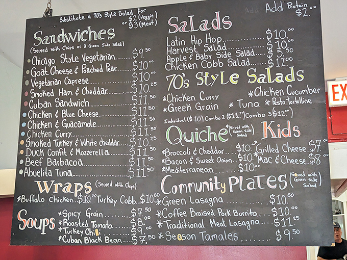 A chalkboard menu that reads like poetry. Each handwritten item represents not just food, but a potential memory waiting to be made.