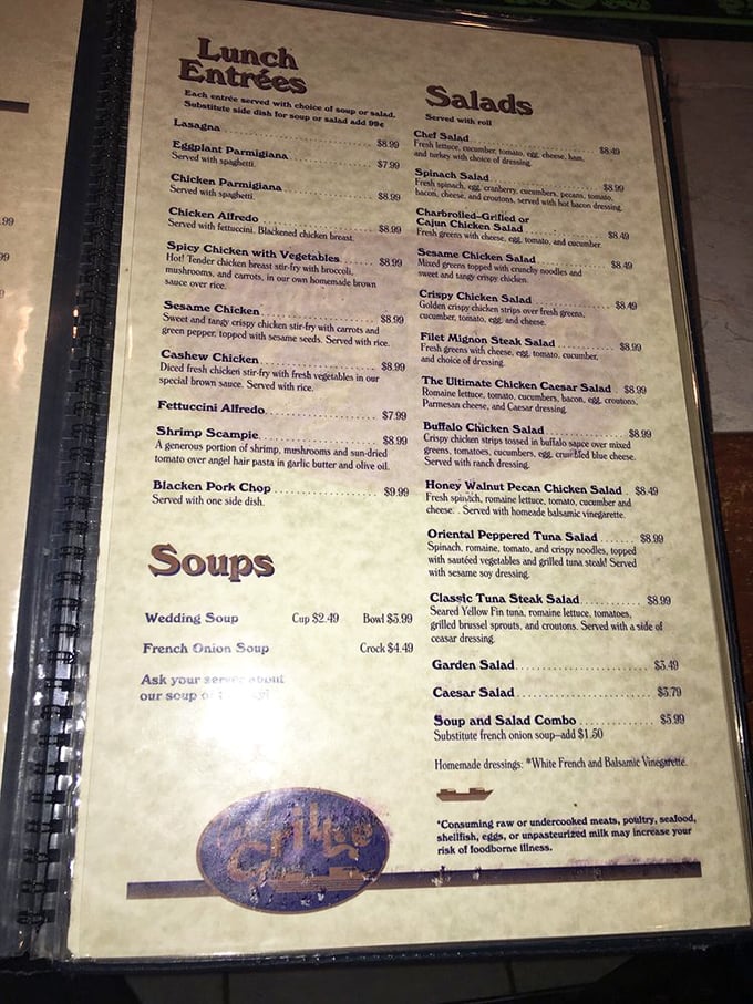 A menu that reads like a love letter to comfort food classics. Wedding soup and French onion? They had me at hello.