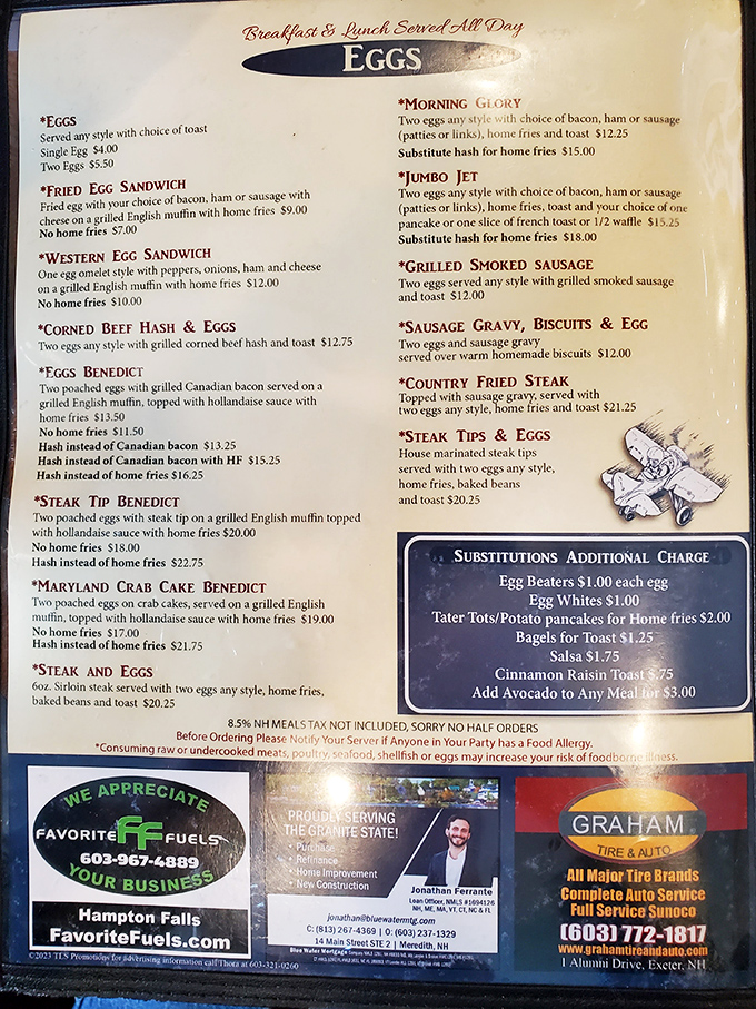 When a menu lists "Jumbo Jet" as a breakfast option, you know you're in for a meal that will truly take flight.