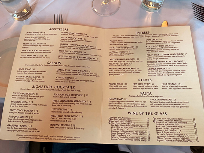 This menu reads like a love letter to good eating, offering everything from Southern comfort to sophisticated steaks and seafood.