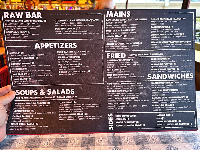 The menu boards promise everything from steamers to swordfish, all served with that casual Boston waterfront attitude you crave.