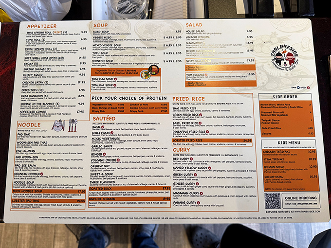 The menu reads like a love letter to Thai cuisine. Each description a promise of the flavor journey ahead.