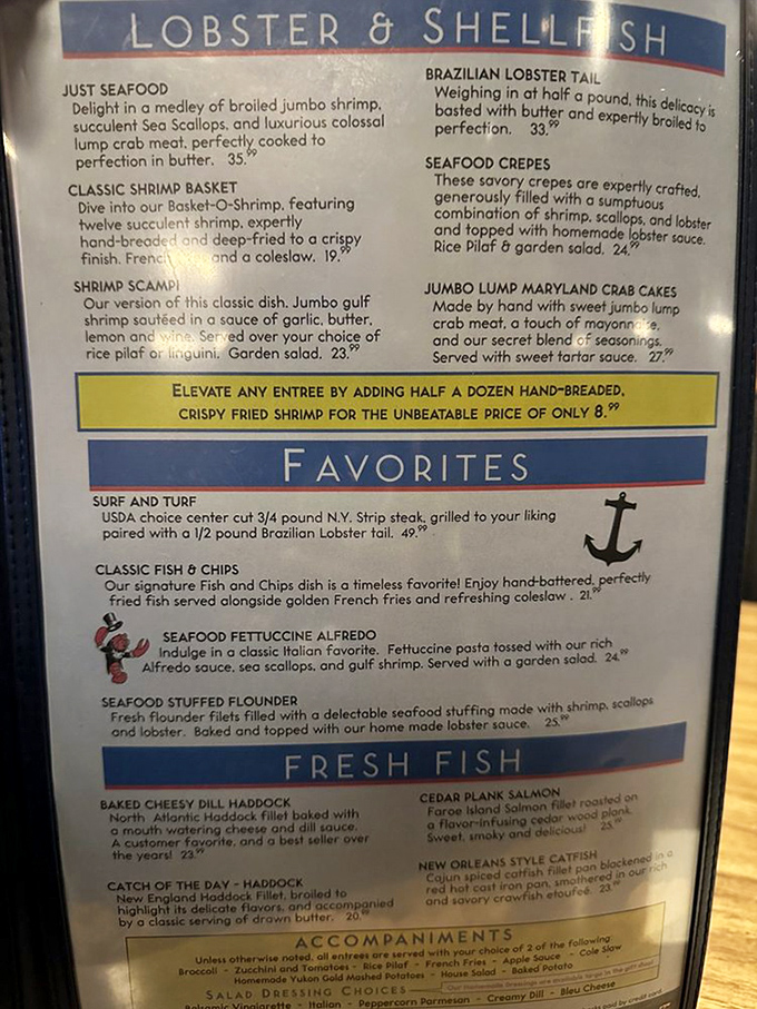 The menu reads like a love letter to seafood lovers&mdash;just try resisting those jumbo lump Maryland crab cakes.