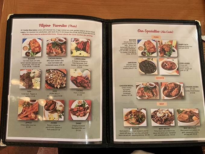 This menu isn't just a list&mdash;it's a passport to Filipino cuisine. Each photo promises a flavor adventure that makes choosing just one dish feel like Sophie's Choice.