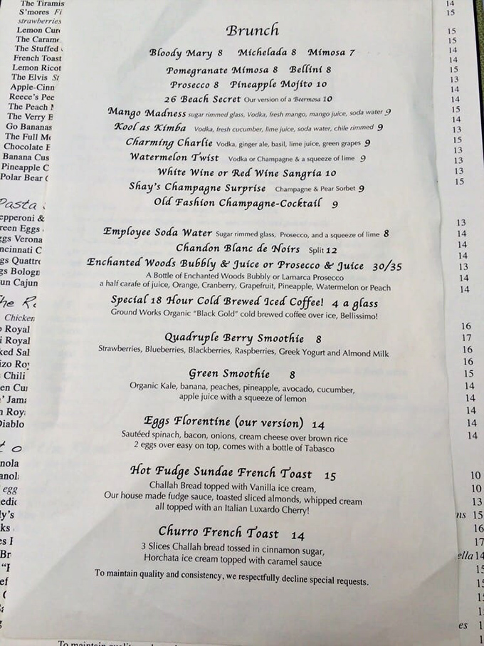 The brunch menu reads like a love letter to morning indulgence. Hot Fudge Sundae French Toast? Somebody pinch me&mdash;or better yet, pass me a fork.