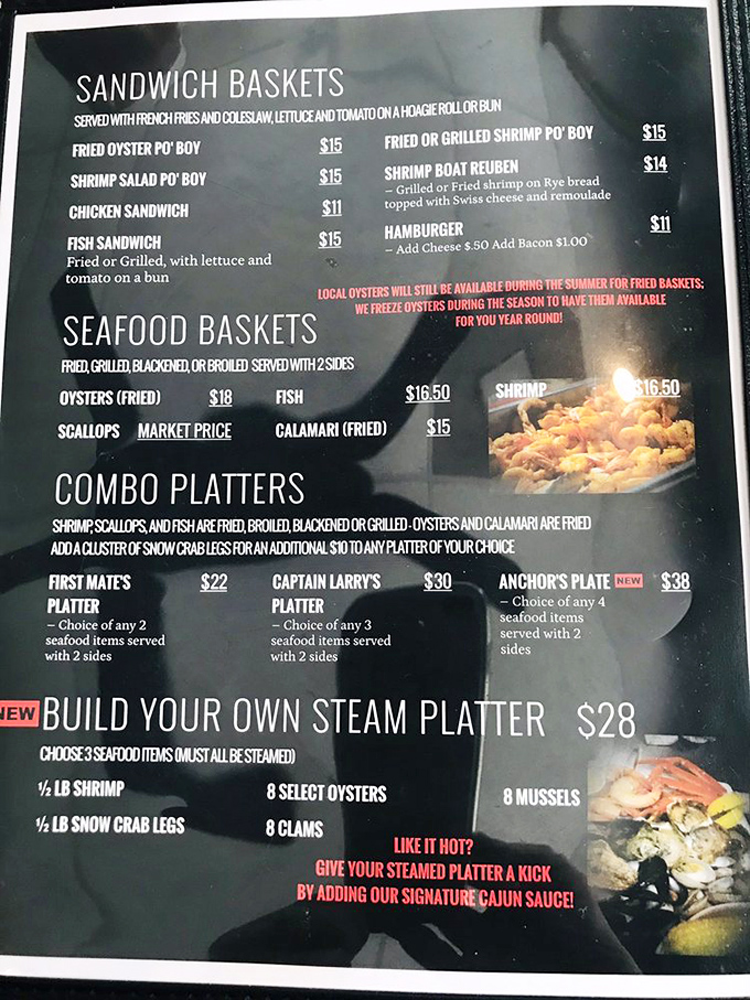 This menu isn't just a list &ndash; it's a maritime treasure map. X marks the spot where your taste buds strike gold.