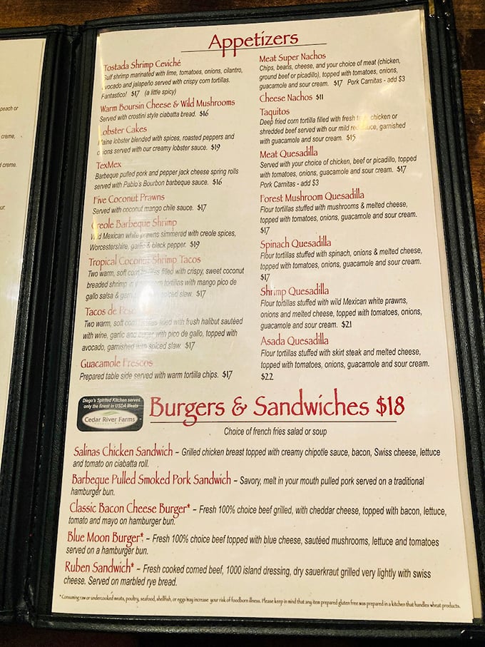 A menu that reads like a greatest-hits album of comfort food, proving variety really is the spice of life.