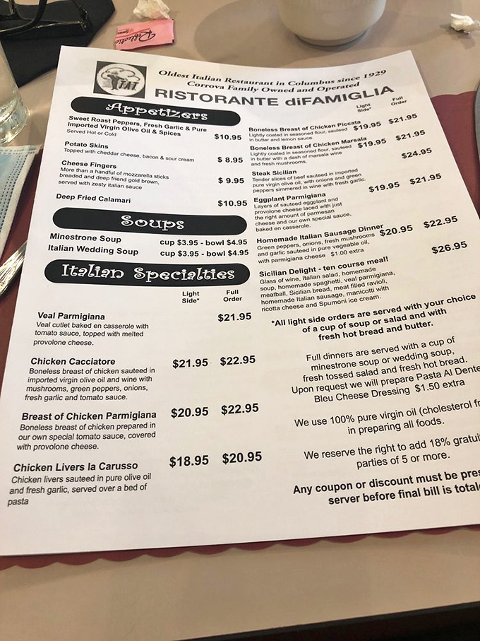 The menu reads like a love letter to Italian cuisine, with generations of recipes waiting to become your new obsession.