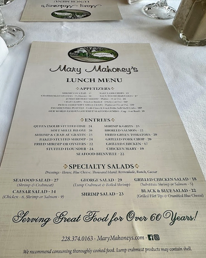 A menu that reads like a love letter to Gulf Coast cuisine. Notice how they don't waste precious space on kale or quinoa.