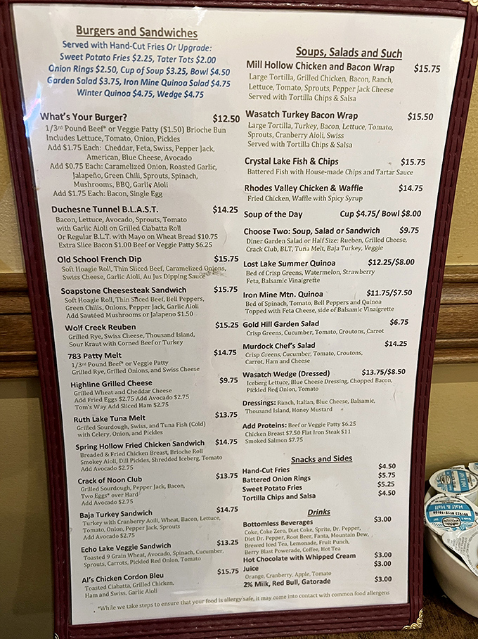 A menu that reads like a love letter to comfort food. The "Duchesne Tunnel B.L.A.S.T." isn't just a sandwich&mdash;it's an edible adventure.