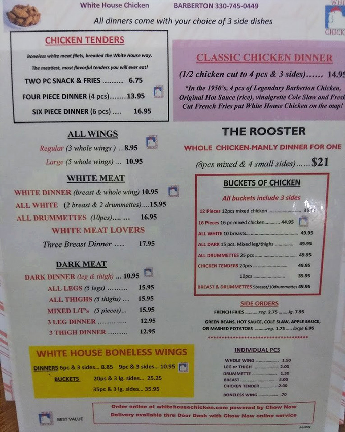 This menu isn't just a list of options &ndash; it's a roadmap to happiness with "The Rooster" dinner boldly promising a "manly dinner for one" that could challenge even the heartiest appetite.