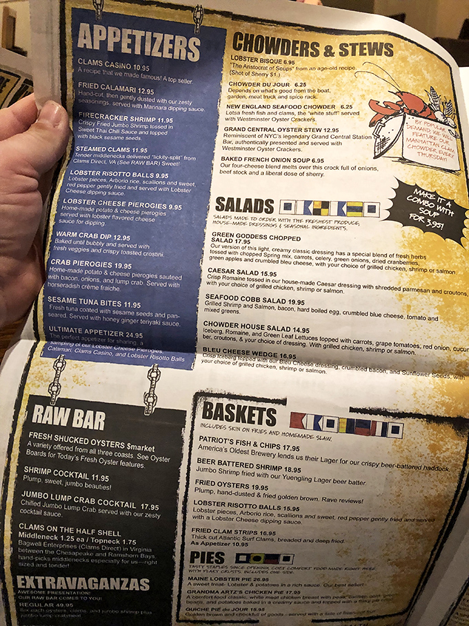 The menu reads like a love letter to seafood enthusiasts, with "Extravaganzas" that live up to their name and chowders that demand to be savored.