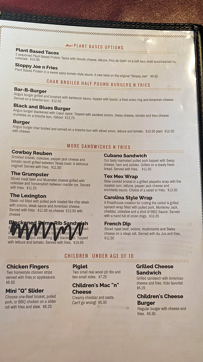 A menu that reads like a love letter to carnivores. Each description promises a different path to barbecue bliss.