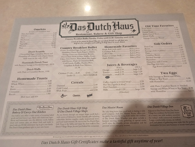 This menu isn't just a list of food&mdash;it's a roadmap to comfort. Notice how "diet" and "kale" are conspicuously absent from the offerings.