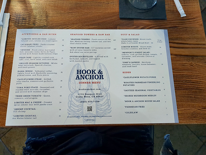 This menu isn't just a list&mdash;it's a maritime treasure map. Each item promises an oceanic adventure without requiring a second mortgage.