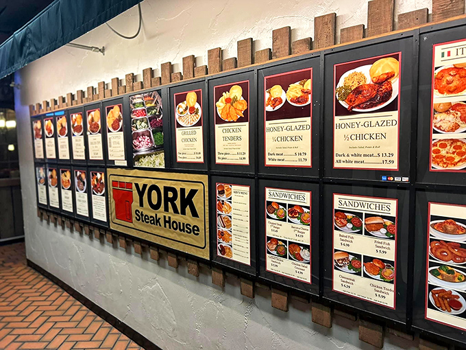 The legendary menu board&mdash;a backlit gallery of culinary promises where photos do the talking and your stomach does the listening.